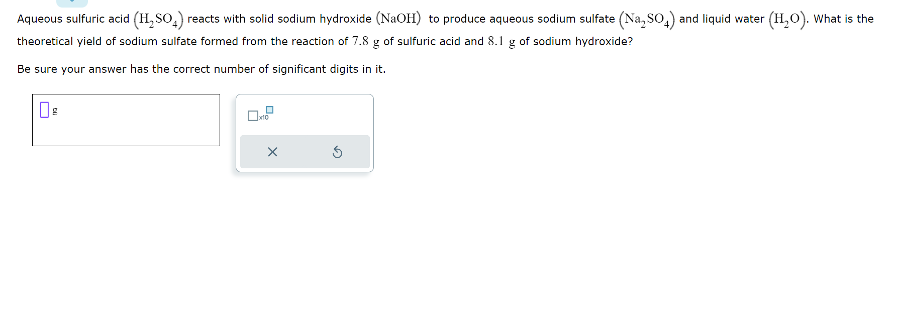Solved Aqueous sulfuric acid (H2SO4) reacts with solid | Chegg.com