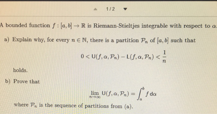 Solved A bounded function f: [a, b] rightarrow R is | Chegg.com
