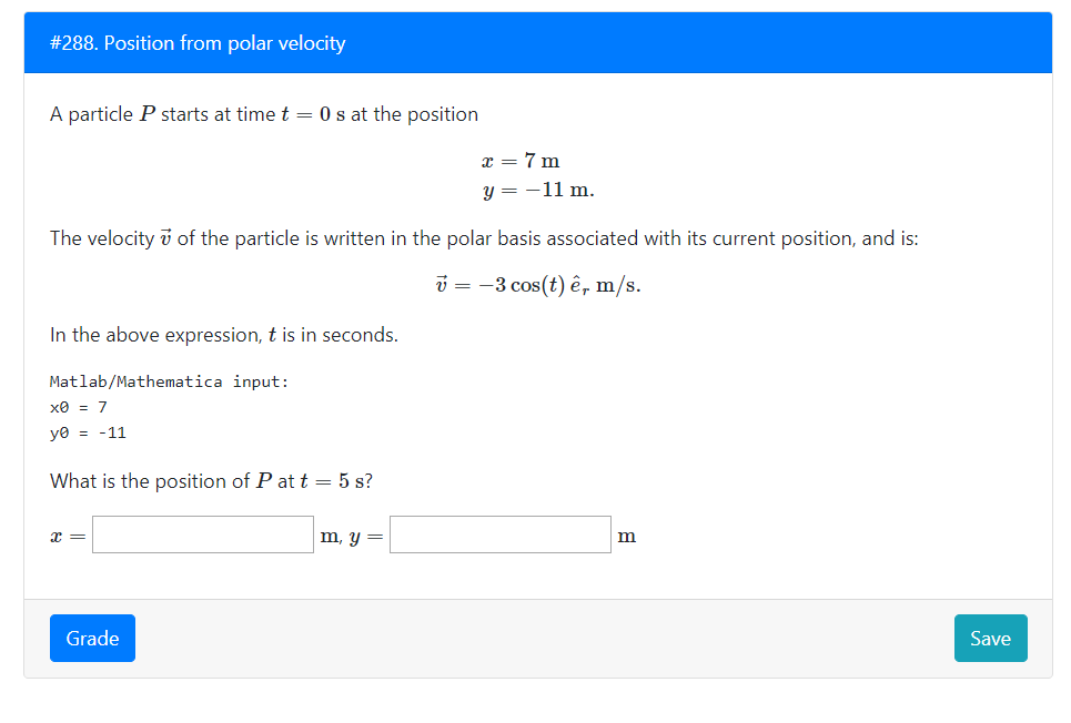 Solved #288. Position from polar velocity A particle P | Chegg.com