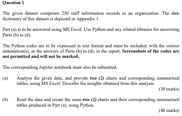 The given dataset comprises 250 staff information | Chegg.com
