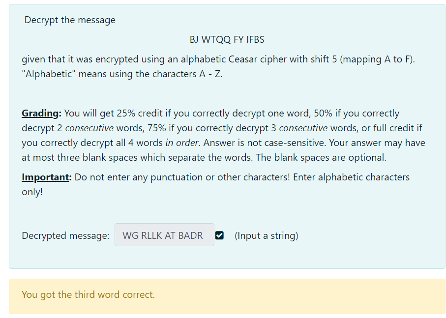 Solved Decrypt the messageBJ WTQQ FY IFBSgiven that it was | Chegg.com