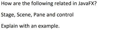 Solved How are the following related in JavaFX? Stage, | Chegg.com