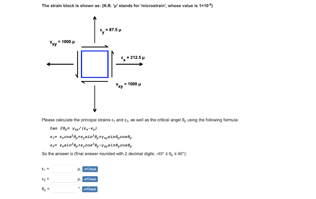 Solved The strain block is shown as: (N.B.'y' stands for | Chegg.com