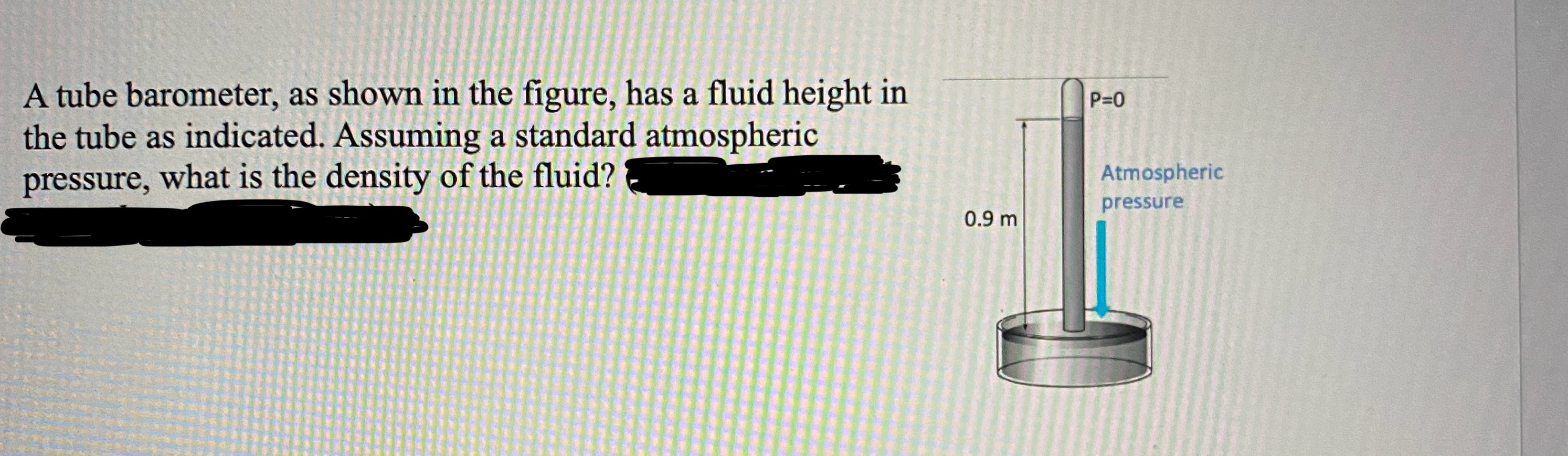 Solved A tube barometer, as shown in the figure, has a fluid | Chegg.com