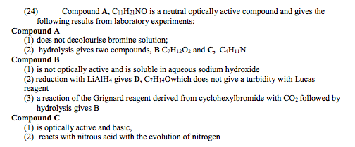 Solved (24) Compound A, CHNO is a neutral optically active | Chegg.com