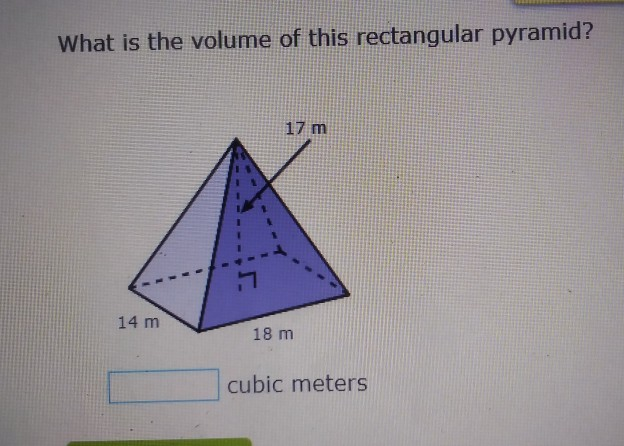 Solved What is the volume of this rectangular pyramid? 17 m | Chegg.com