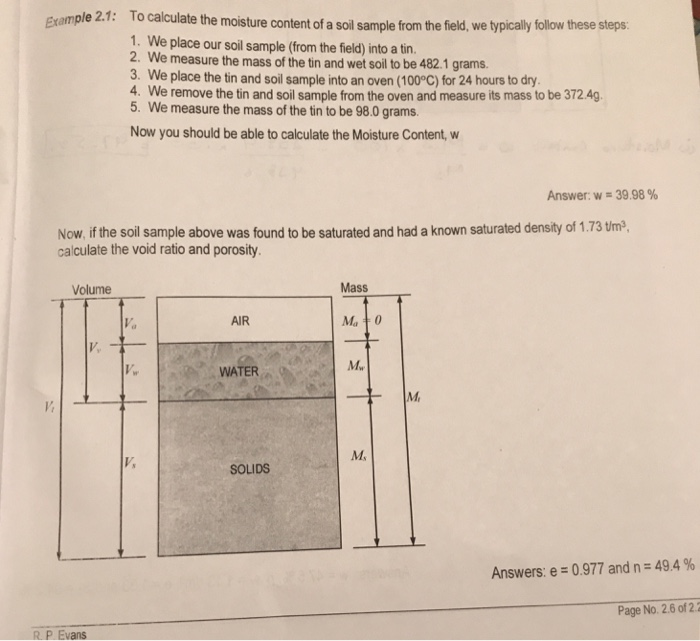Solved example 21: To calculate the moisture content of a | Chegg.com