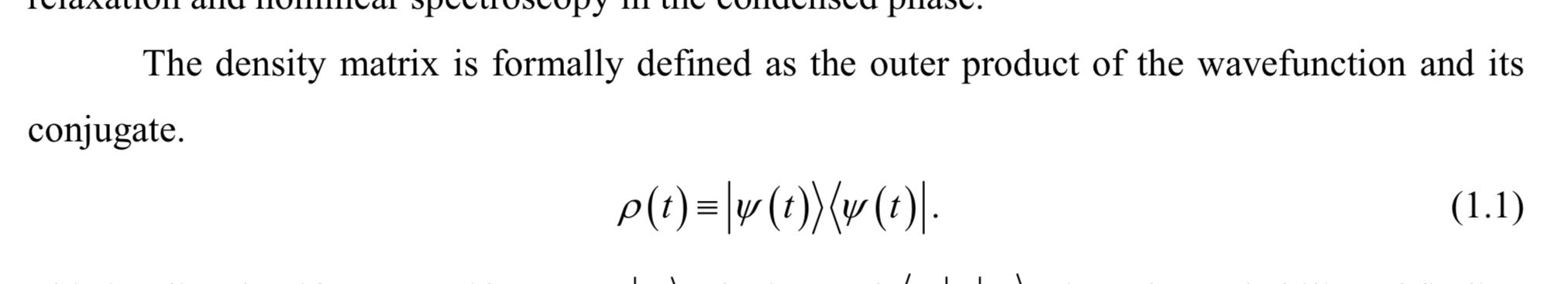 Solved The density matrix is formally defined as the outer | Chegg.com