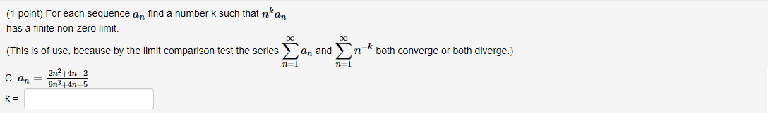Solved (1 point) For each sequence an find a number k such | Chegg.com