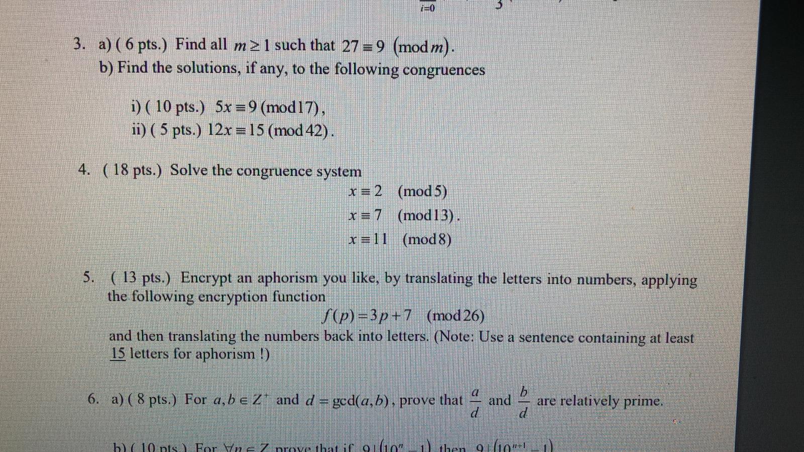 Solved 4. ( 18 pts.) Solve the congruence system 11 (mod8) 7 | Chegg.com Solved 4. ( 18 pts.) Solve the congruence system 11 (mod8) 7 | Chegg.com