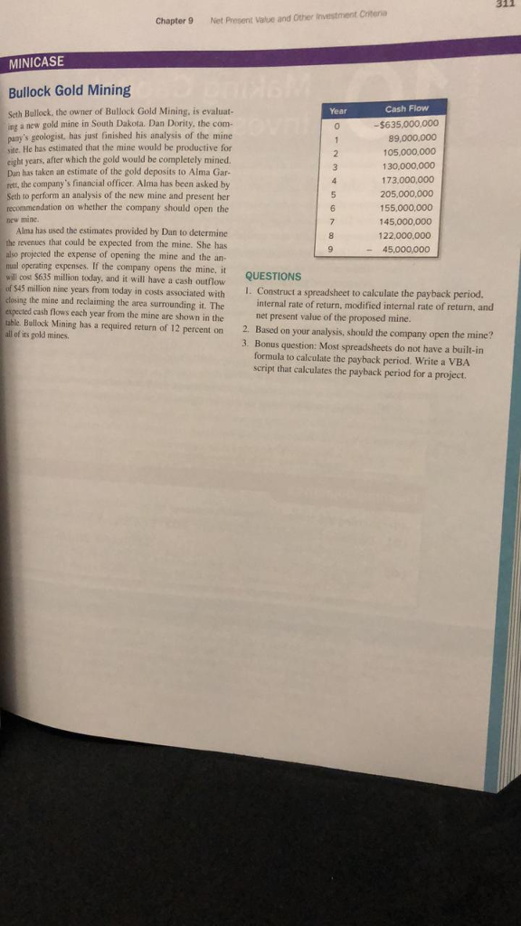Solved 1. Construct a spreadsheet to calculate the payback | Chegg.com