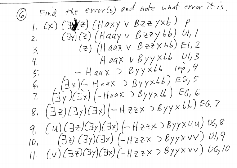 Solved This is a predicate logic proof. Find the error based | Chegg.com