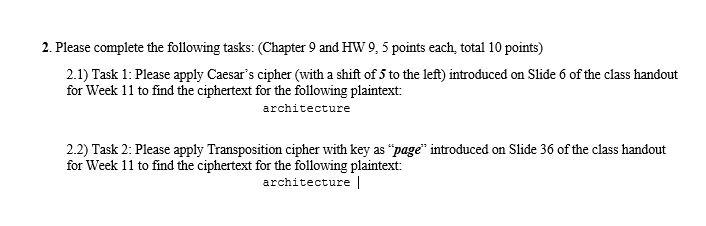 Solved 2. Please complete the following tasks: (Chapter 9 | Chegg.com
