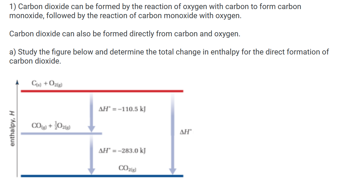 Solved 1) Carbon dioxide can be formed by the reaction of | Chegg.com