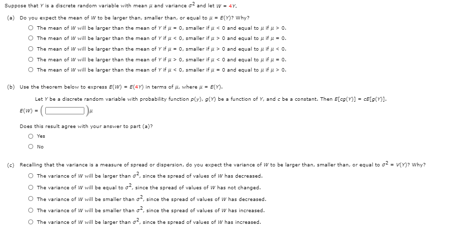 Solved Suppose that Y is a discrete random variable with | Chegg.com