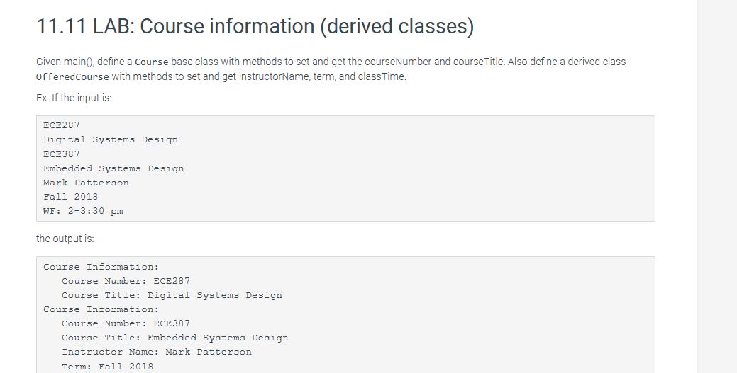 Solved Given main0, define a course base class with methods | Chegg.com
