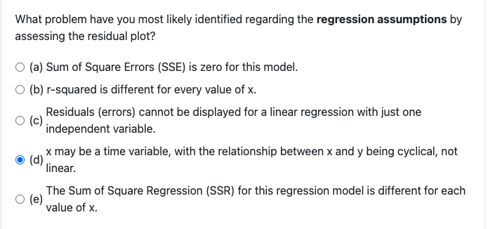 Solved You create a linear regression between two variables | Chegg.com