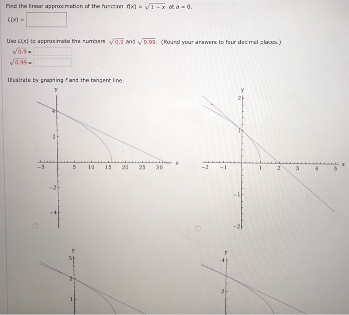 Solved Find The Linear Approximation Of The Function F X 1 X