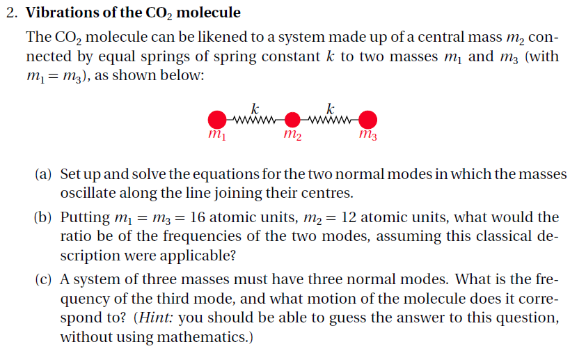 Solved 2. Vibrations of the CO2 molecule The CO2 molecule | Chegg.com
