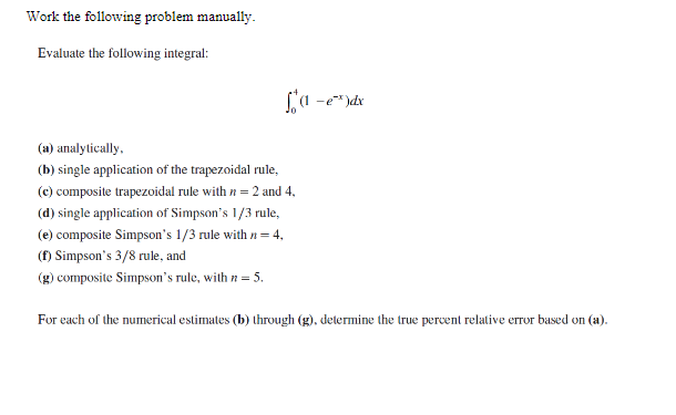 Solved Work the following problem manually. Evaluate the | Chegg.com