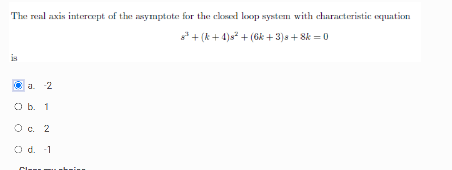 Solved The real axis intercept of ﻿the asymptote for the | Chegg.com
