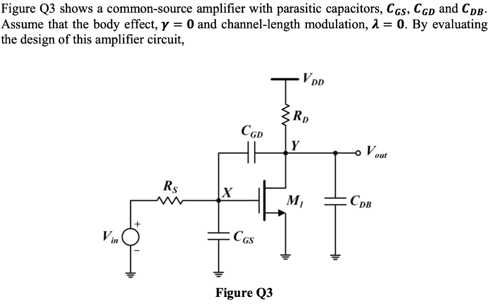 Solved Figure Q3 shows a common-source amplifier with | Chegg.com