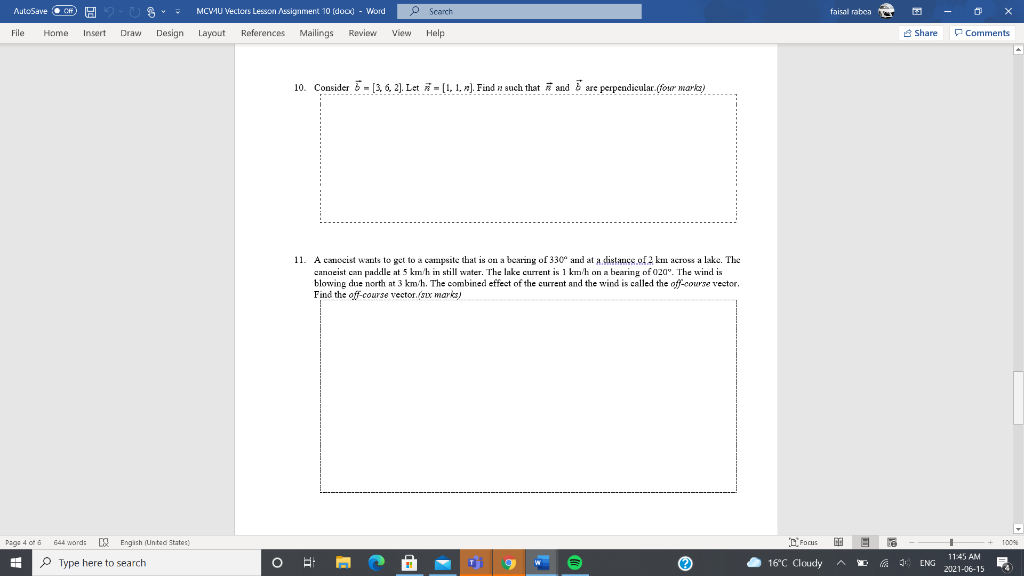 Solved AutoSave CH MCWU Vectors Lesson Assignment 10 (doo) - | Chegg.com