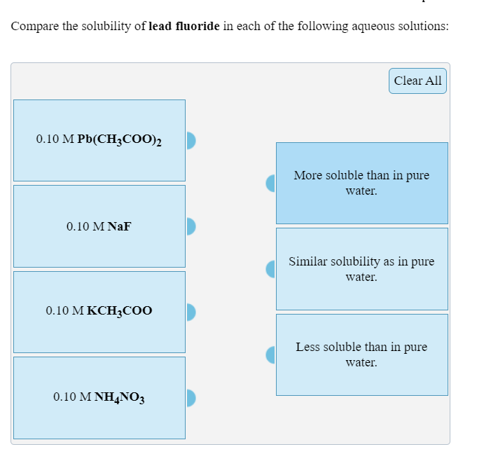 Solved Compare the solubility of lead fluoride in each of | Chegg.com