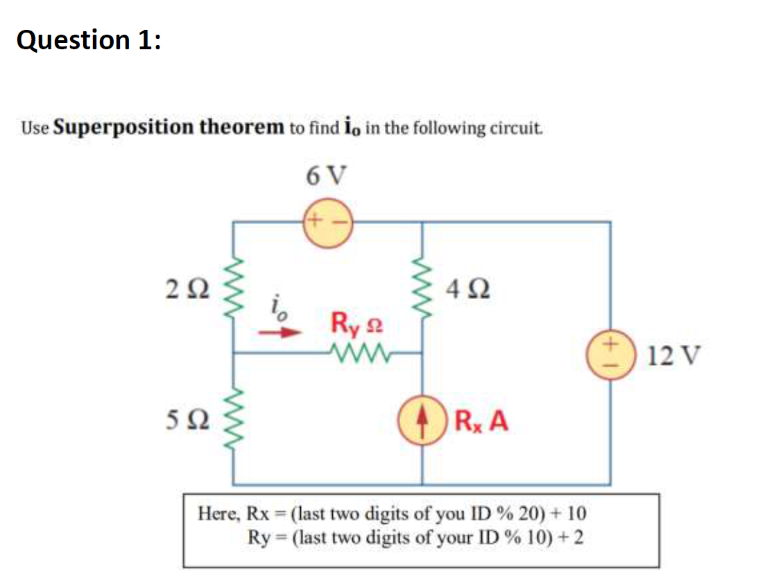 Solved Question 1: Use Superposition theorem to find io in | Chegg.com