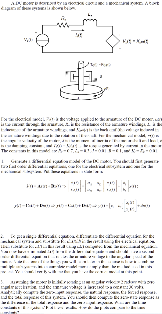Solved (Q Given ADC motor is described mechanical system Ra | Chegg.com