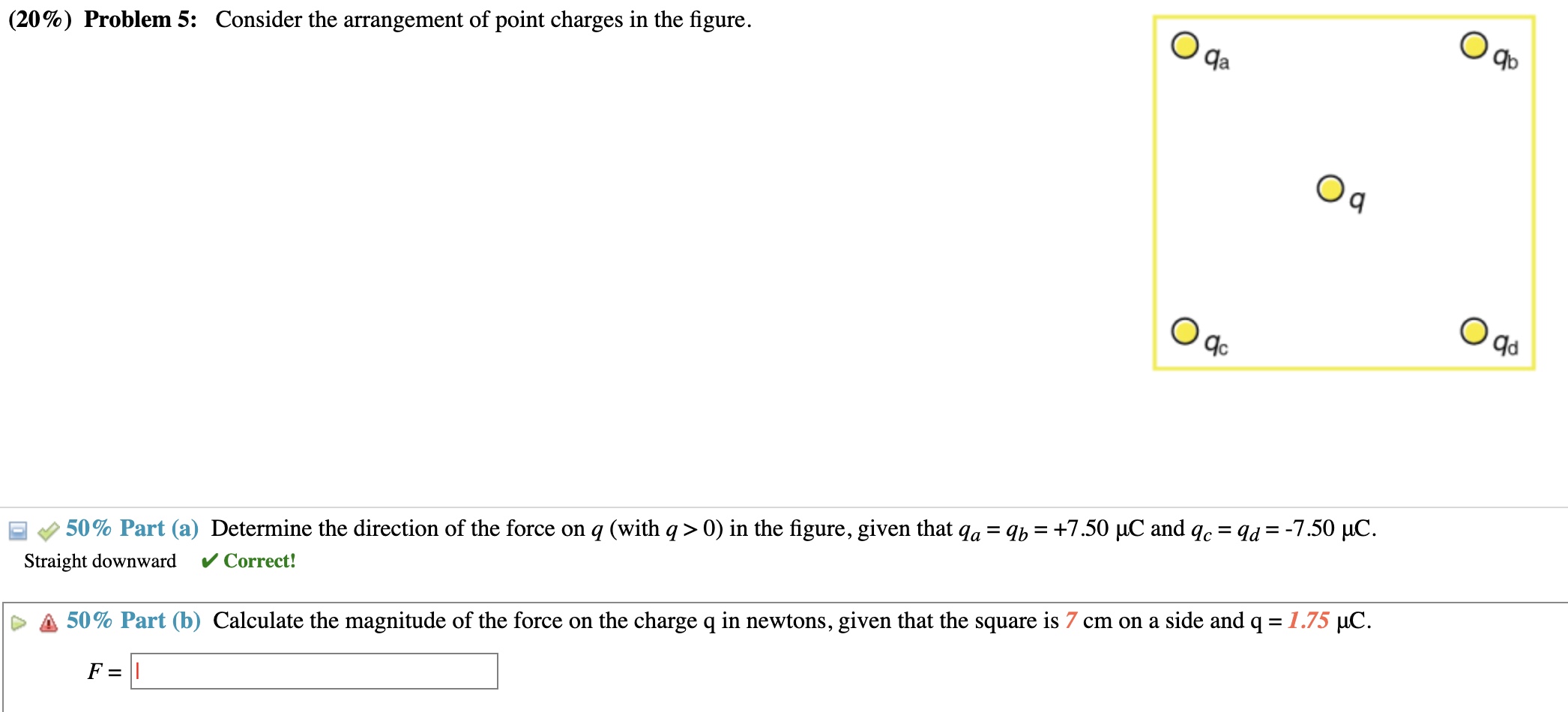 Solved 50% ﻿Part (a) ﻿Determine the direction of the force | Chegg.com