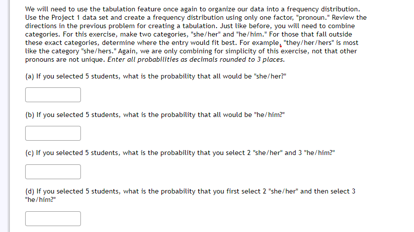 Solved Tabulation Report Distribution of Pronoun: | Chegg.com