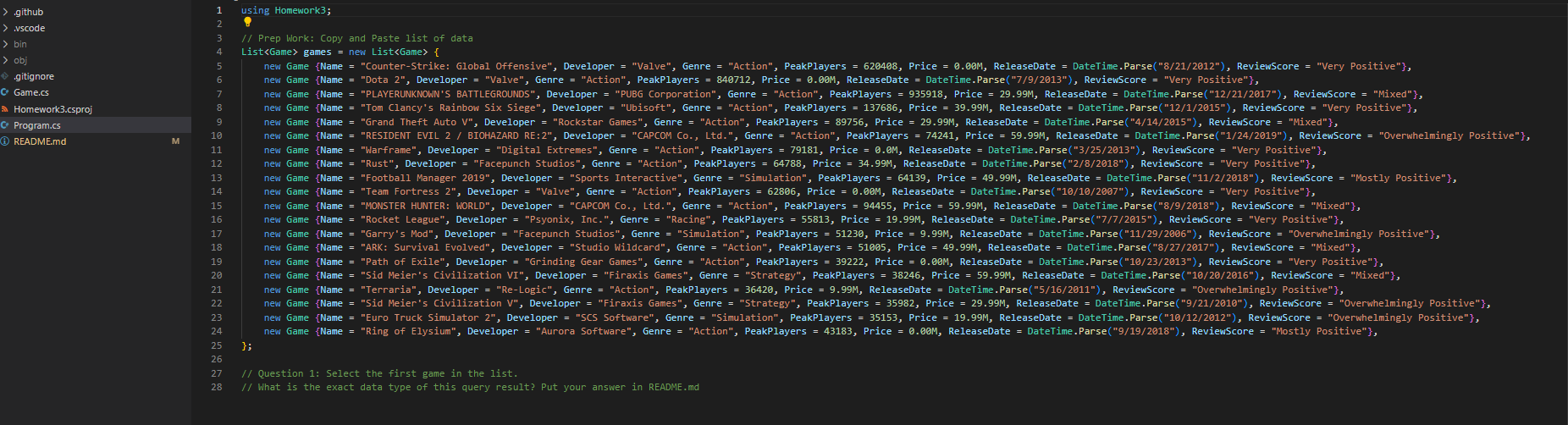 Solved 0. Within your entity class, make a `ToString()` | Chegg.com