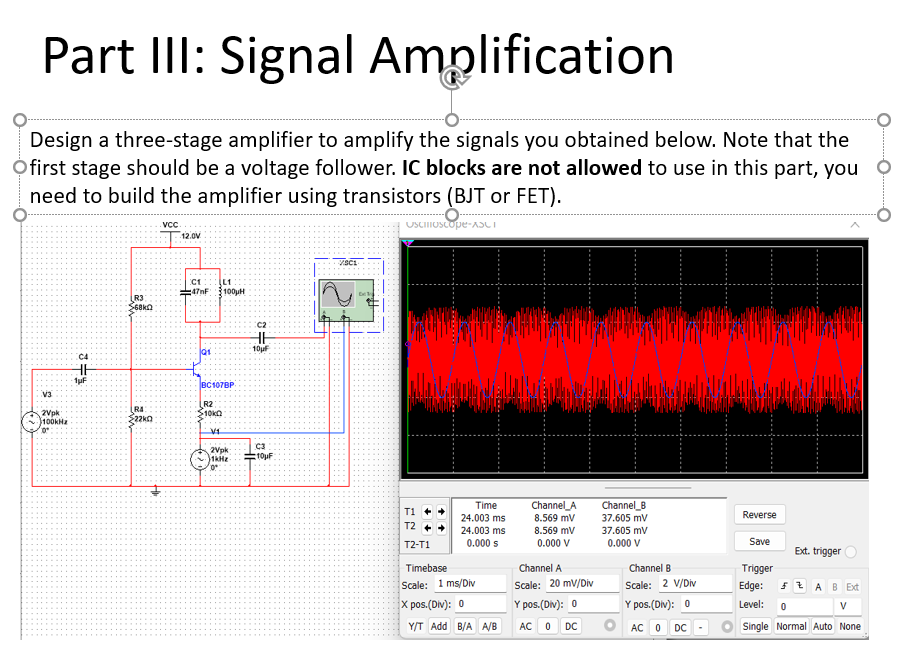 Part III: Signal Amplification Design a three-stage | Chegg.com