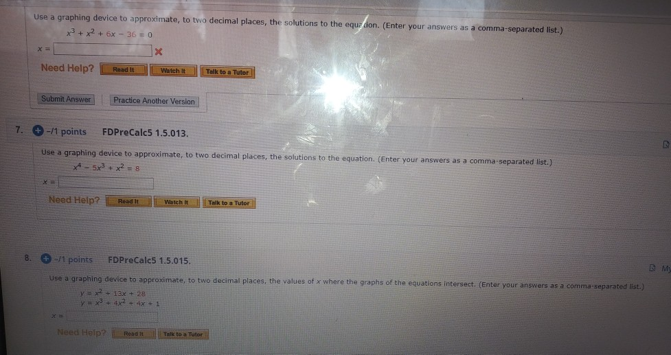 Solved Use a graphing device to approximate, to two decimal | Chegg.com