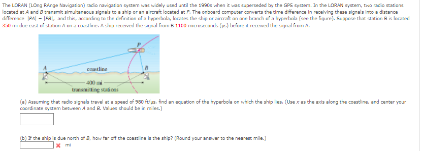 The LORAN (LOng Range Navigation) radio navigation | Chegg.com