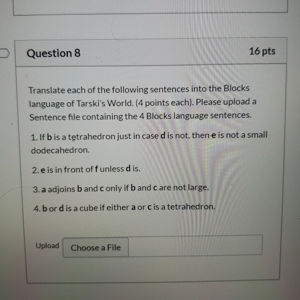 Question 8 16 pts Translate each of the following | Chegg.com