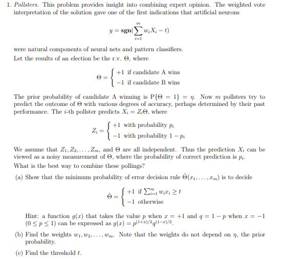 Solved Pollsters. This problem provides insight into | Chegg.com