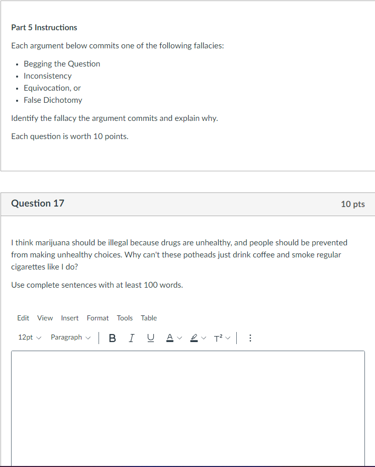 Solved Part 5 Instructions Each argument below commits one | Chegg.com