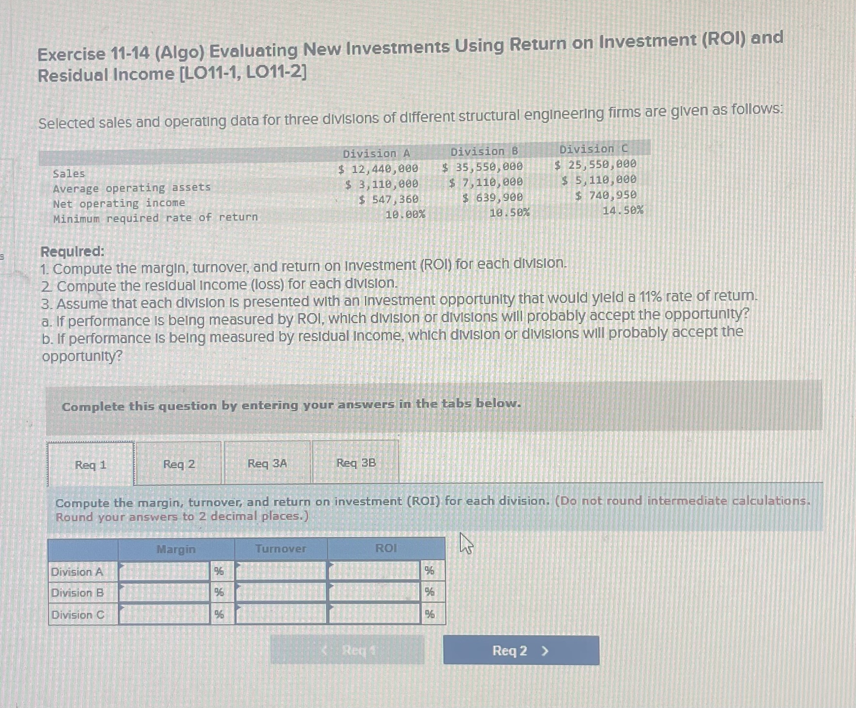 Solved Exercise 11-14 (Algo) ﻿Evaluating New Investments | Chegg.com