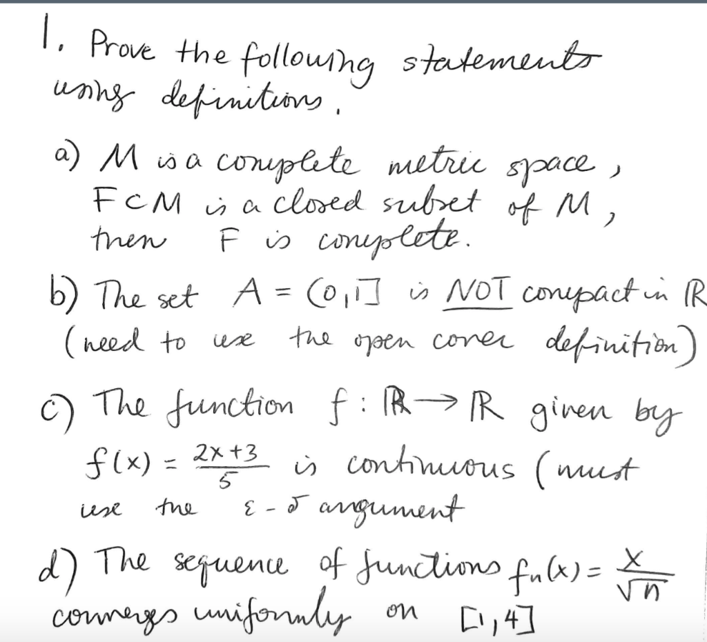 Solved 1. Prove the following statements using definitions, | Chegg.com