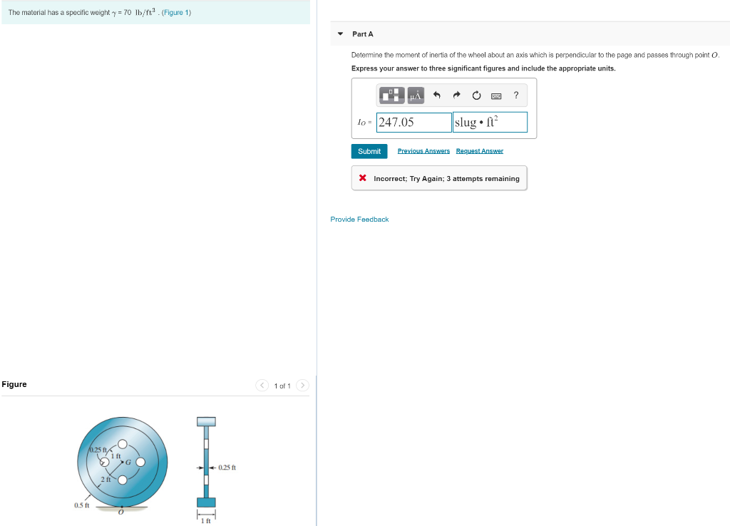 Solved The material has a specific weight y = 70 lb/ft." | Chegg.com