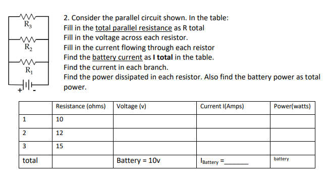 Solved R3 R2 2. Consider the parallel circuit shown. In the | Chegg.com