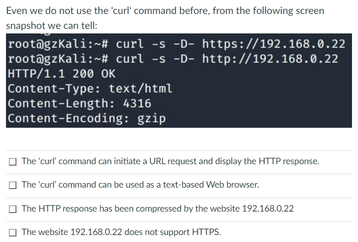 Solved Even we do not use the 'curl' command before, from | Chegg.com