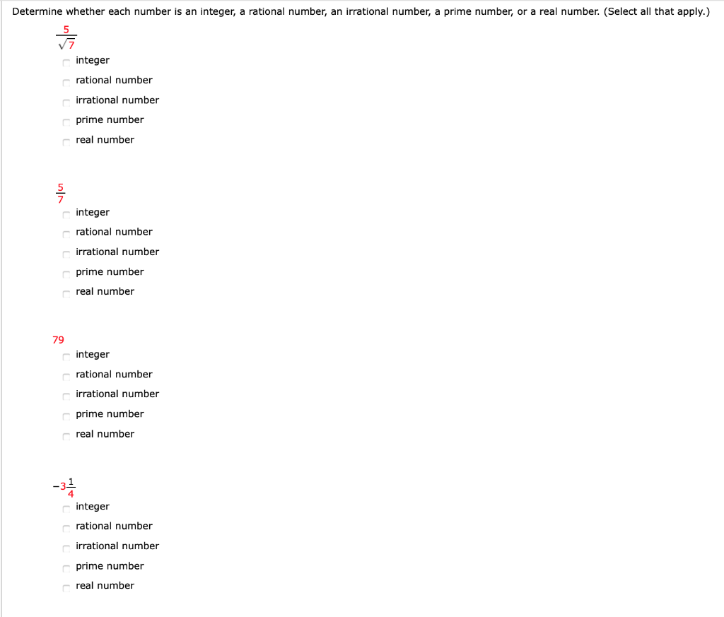 Solved Determine Whether Each Number Is An Integer A 9166