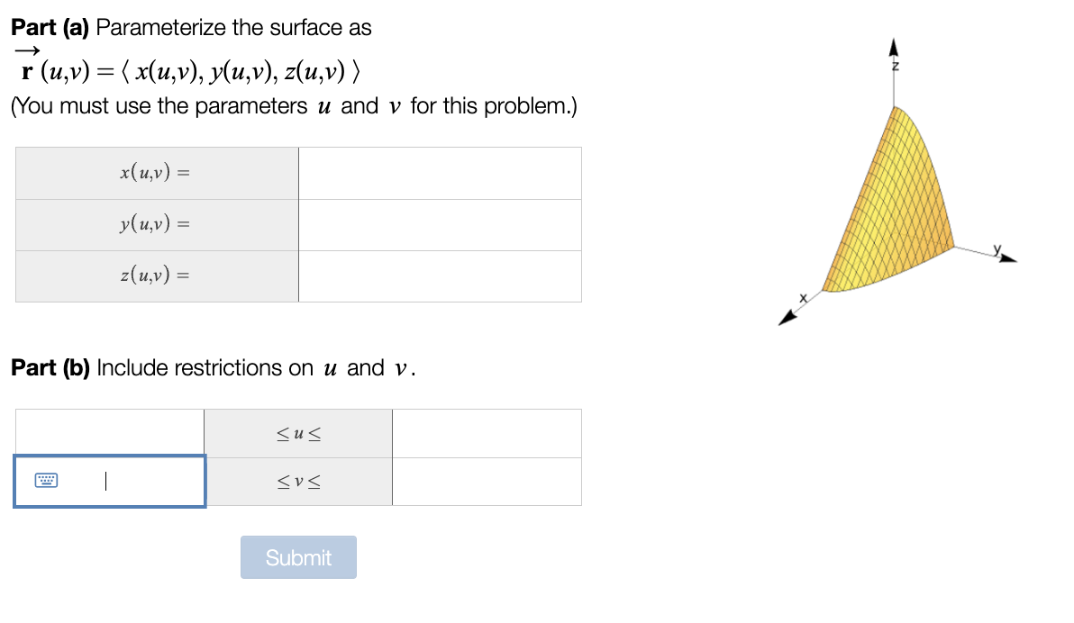 Part (a) Parameterize the surface as | Chegg.com