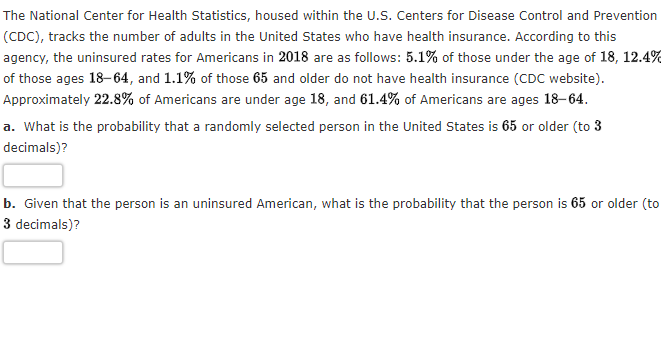Solved The National Center for Health Statistics, housed | Chegg.com