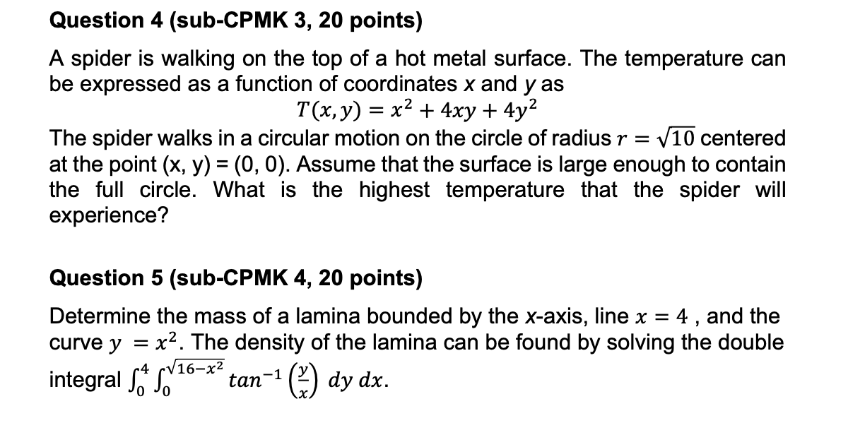 Solved Question 4 (sub-CPMK 3, 20 points) A spider is | Chegg.com
