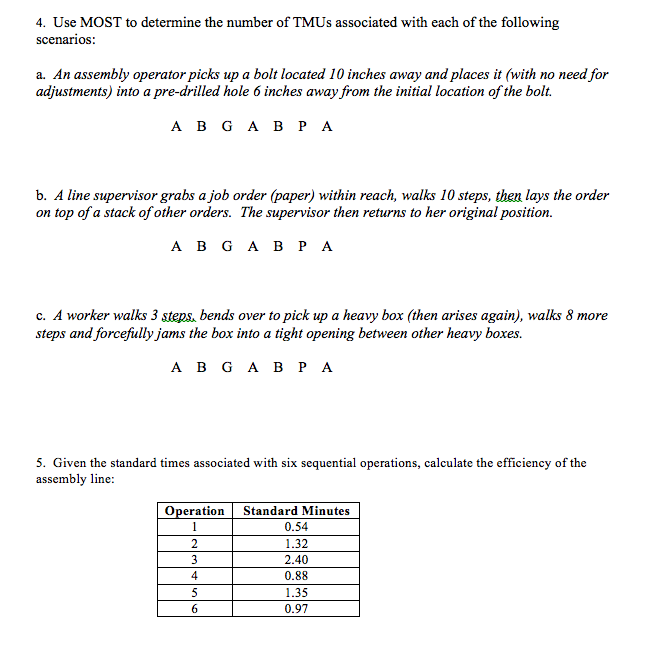 Solved 4. Use MOST to determine the number of TMUs | Chegg.com