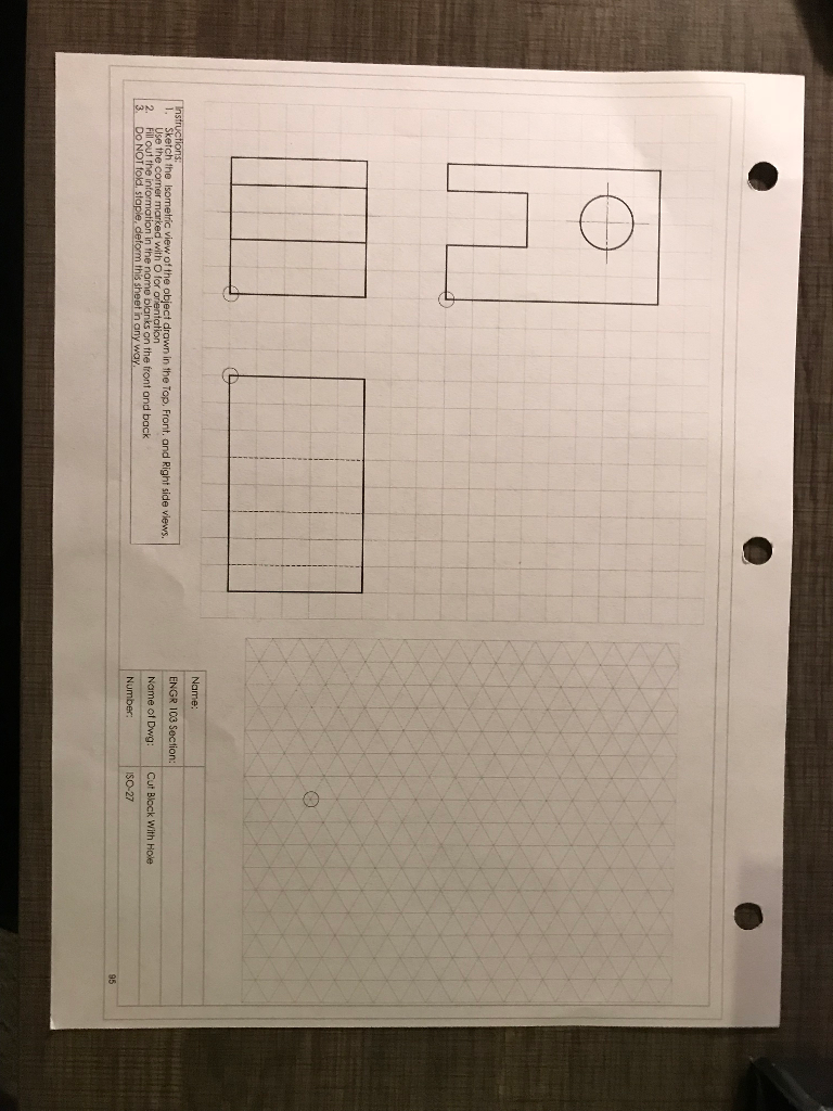 Solved Sketch the Isometric view of the object drawn in the | Chegg.com